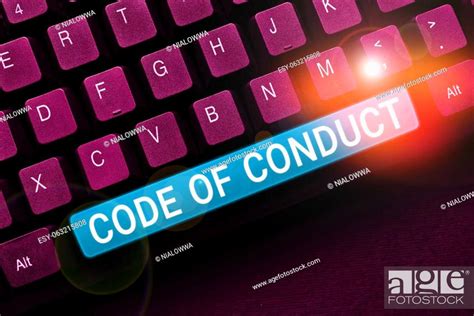 Text Caption Presenting Code Of Conduct Business Approach Ethics Rules