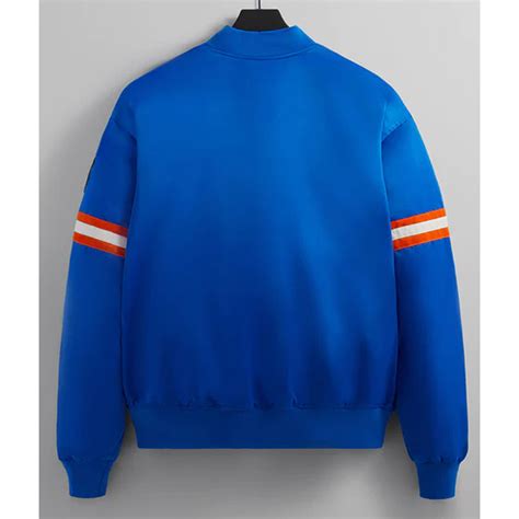 Striped New York Knicks Blue Bomber Jacket Jackets Masters