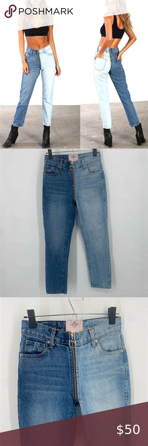 Revice Yin Yang Crops Two Tone Front To Back Zipper Denim Jeans Tokyo