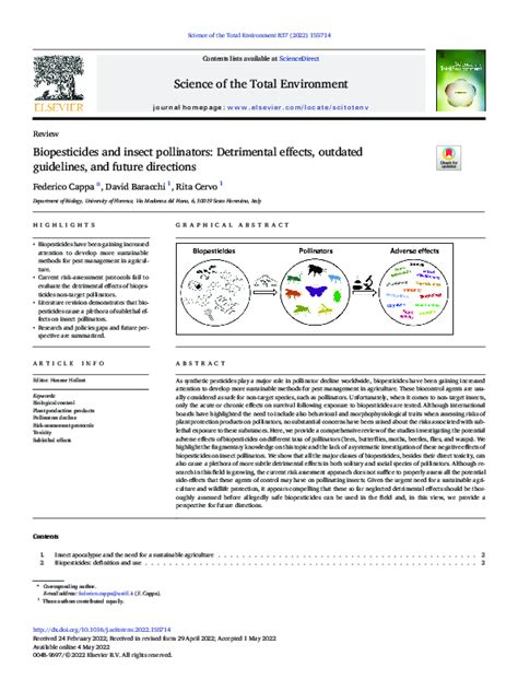 Pdf Biopesticides And Insect Pollinators Detrimental Effects Outdated Guidelines And Future