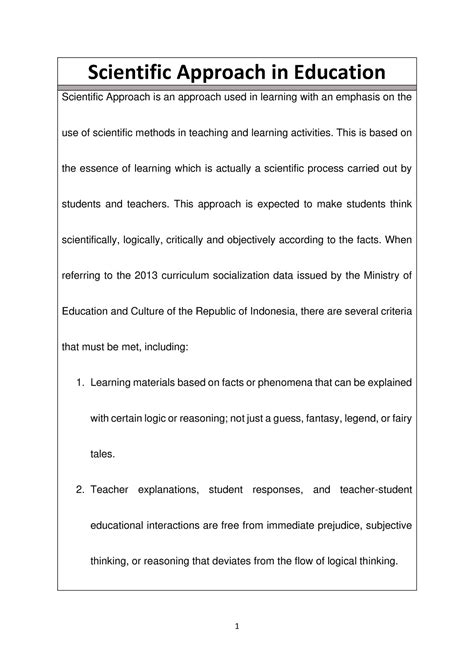 Scientific Approach In Education Scientific Approach In Education