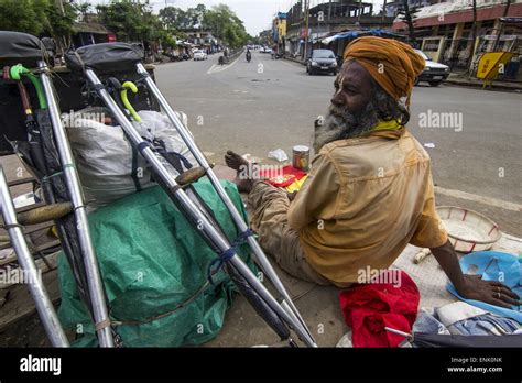 Sivasagar Assam India 7th May 2015 An Indian Homeless Handicapped
