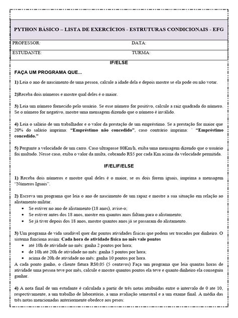Lista Condicionais Python Pdf Triângulo Salário
