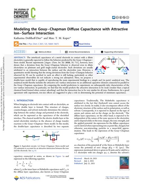 Pdf Modeling The Gouy Chapman Diffuse Capacitance With Attractive Ion