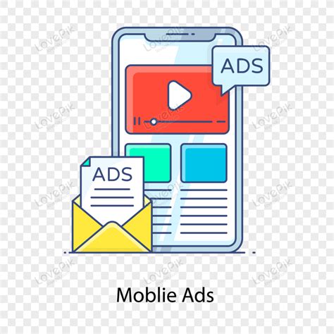 평면 개요 모바일 광고의 벡터 Png 일러스트 무료 다운로드 Lovepik