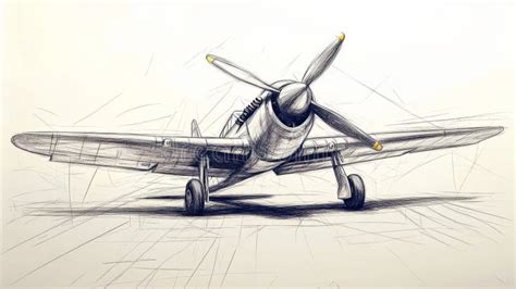 Detailed Drawing Of A Vintage Propeller Airplane Stock Illustration Illustration Of Engine