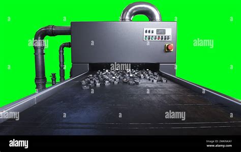 Metallic Nut Process Production Factory Production Line 3d Rendering