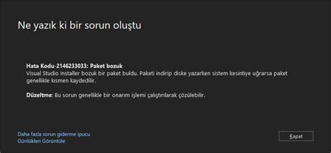 Visual Studio Y Klenirken Bir Hata Olu Tu Hatas Technopat Sosyal