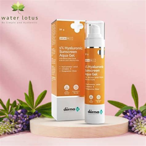 The Derma Co 1 Hyaluronic Sunscreen Aqua Gel 50g Water Lotus