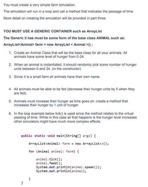 You Must Create A Very Simple Farm Simulation The Chegg