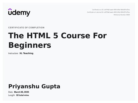 Udemy Course Completion Certificate Priyanshu Kumar Gupta