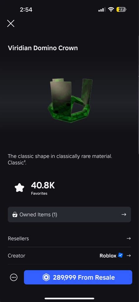 Roblox Viridian Domino Crown Limited Video Gaming Gaming