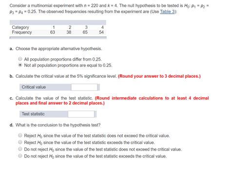 Solved Consider A Multinomial Experiment With N 220 And K Chegg Com