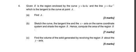Solved Given R Is The Region Enclosed By The Curve Y In Chegg