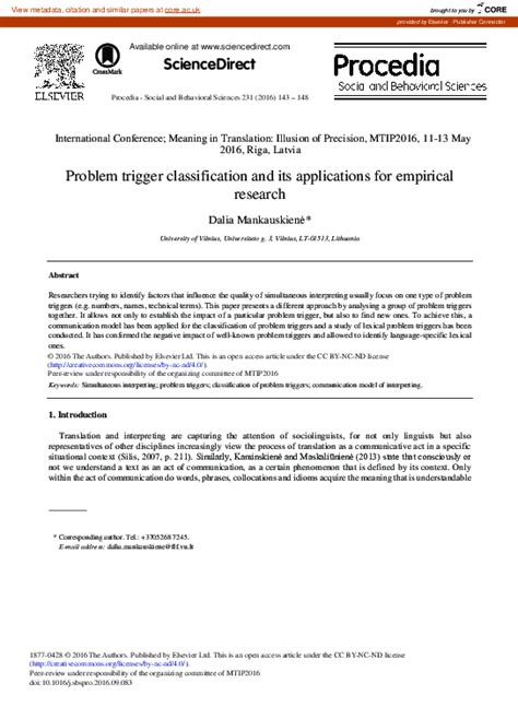 Pdf Problem Trigger Classification And Its Applications For Empirical