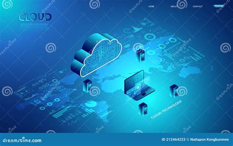 Cloud Technology With Notebook And Interface Concept Connection By Collecting Data In The Cloud