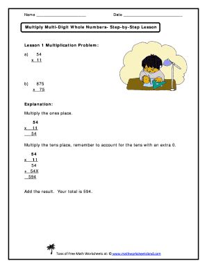 Fillable Online Multiply Multi Digit Whole Numbers Lesson Grade Core Math Curriculum Fax Email