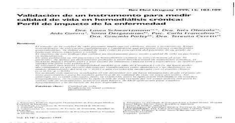 Download Pdf Validación De Un Instrumento Para Medir Calidad De Vida
