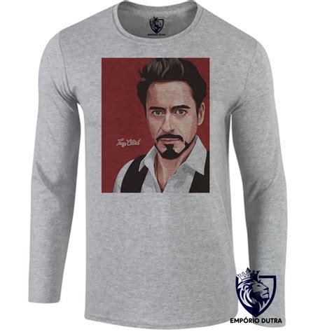 Emporio Dutra Camiseta Manga Longa Infantil Ou Adulto Homem Ferro Tony Stark Vermelho