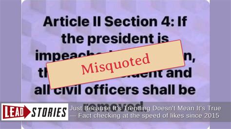 Fact Check Article Ii Section 4 Of The Us Constitution Does Not Say