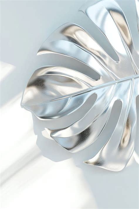 This Artwork Features A Surreal Liquid Chrome Monstera Leaf Showcasing
