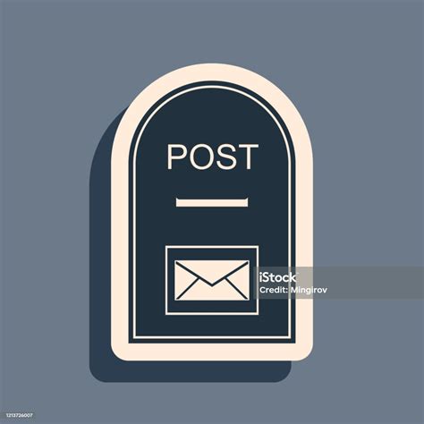 검은 색 메일 상자 아이콘입니다 회색 배경에 격리 된 포스트 박스 아이콘 긴 그림자 스타일입니다 벡터 일러스트레이션 검은색에 대한 스톡 벡터 아트 및 기타 이미지 Istock
