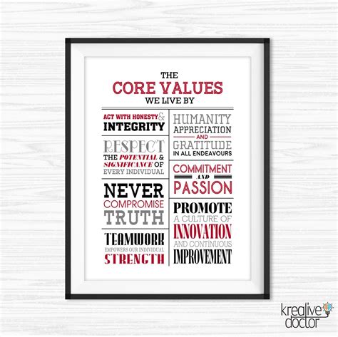 Office Core Values Poster Office Wall Art Teamwork Quotes Etsy