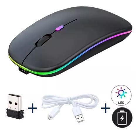 Mouse Sem Fio Recarregável Wireles Optico Led Rgb Ergonômico MercadoLivre