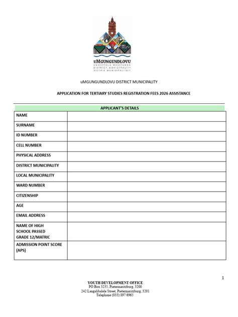 Tertiary Studies Registration Fee Application Pdf