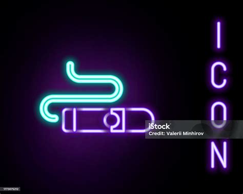 검은 색 배경에 고립 된 빛나는 네온 라인 시가 아이콘 다채로운 개요 개념 벡터 건강에 좋지 않은 음식에 대한 스톡 벡터 아트 및 기타 이미지 건강에 좋지 않은 음식