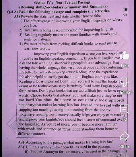Section Iv Non Textual Passagereading Skillsvocabularygrammar And