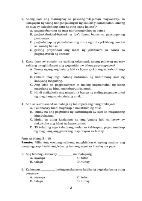 Filipino 8 Slms 4th Quarter Module 5 Pdf