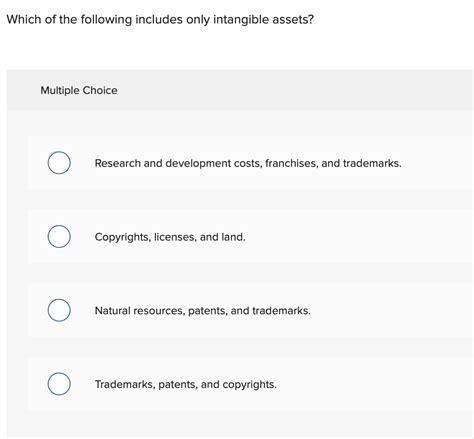 Solved Which of the following includes only intangible | Chegg.com