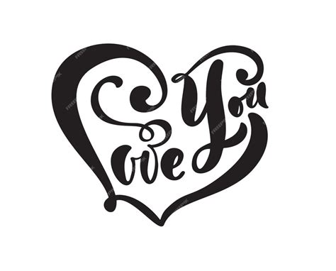 Premium Vector Calligraphy Phrase Love You Valentines Day Hand Drawn
