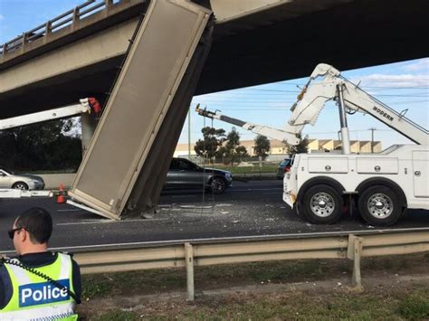 Footage Captures Moment Truckie Slams Into Altona Overpass