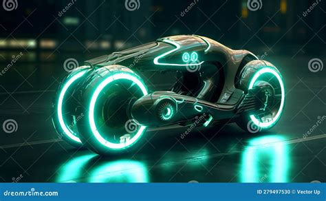 Futuristic Light Cycle Generative Ai Stock Illustration Illustration
