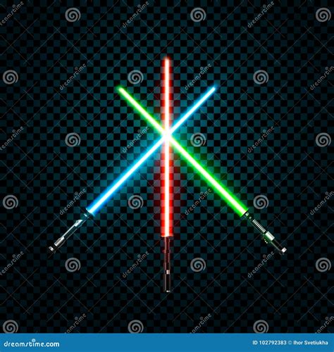Set Of Realistic Light Swords Crossed Sabers Stock Vector