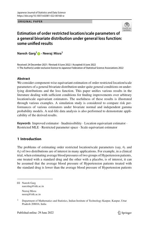 pdf estimation of order restricted location scale parameters of a