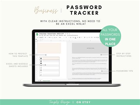 Password Tracker Spreadsheet Password Managers Login Info Etsy