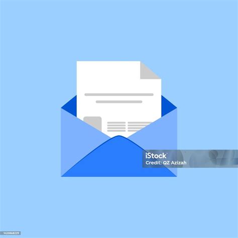 파란색 배경에 고립 된 편지가있는 파란색 봉투 봉투 아이콘입니다 메일 아이콘입니다 편지 아이콘입니다 평면 스타일의 벡터 일러스트