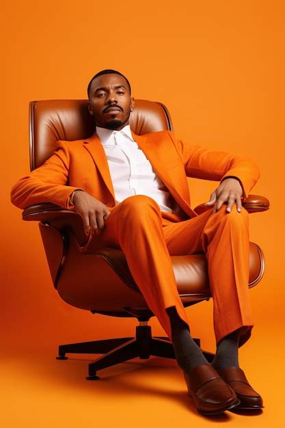 Full Length Body Cadre Of Satisfied African American Businessman
