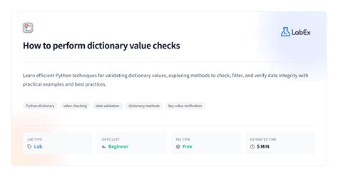 How To Perform Dictionary Value Checks Labex
