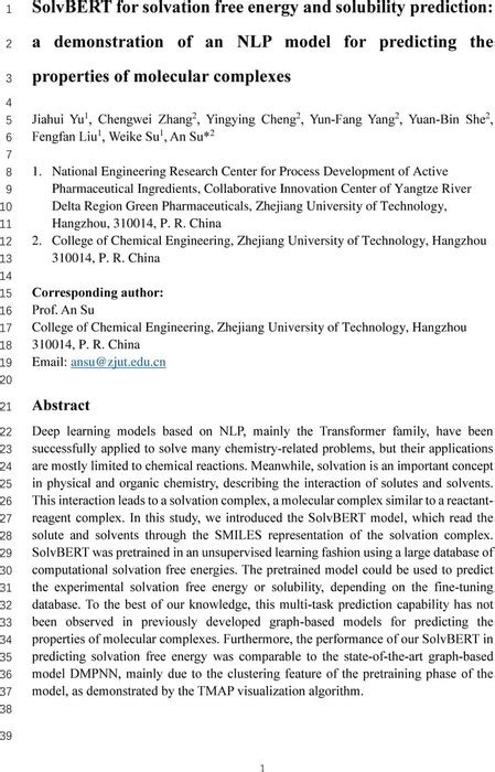 SolvBERT For Solvation Free Energy And Solubility Prediction A Demonstration Of An NLP Model