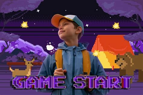Fotografien Aus Dem Wirklichen Leben Mit Pixel Art Collage Premium Foto