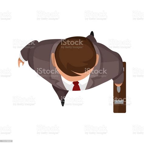 최고 보기 사람들 상단보기에서 흰색 배경에 가방 Businnesman 사람들은 걷습니다 위에서 볼 수 있습니다 간단한 평면 만화
