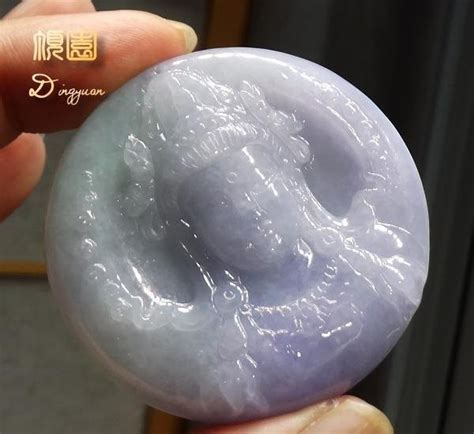頂園翡翠冰糯種艷粉紫紫羅蘭翠綠春彩翡翠觀音緬甸玉手鐲心料子雕墜 保證A貨 Yahoo奇摩拍賣