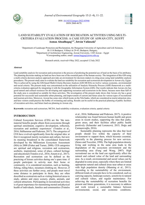 Pdf Land Evaluation Of Recreation And Ecotourism Services Using Multi Criteria Evaluation