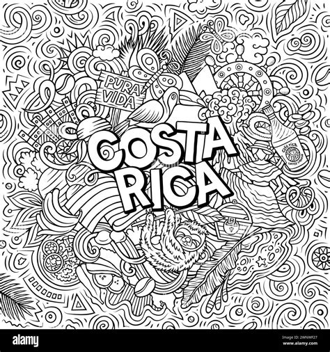 Vector Funny Doodle Illustration With Costa Rica Theme Vibrant And Eye