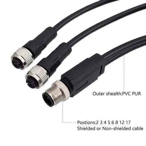 M12 3 Pole Y Cable Female Cable Assemblies China Supplierm12 4 Pole Y