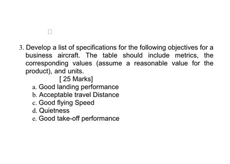 Solved Develop A List Of Specifications For The Following